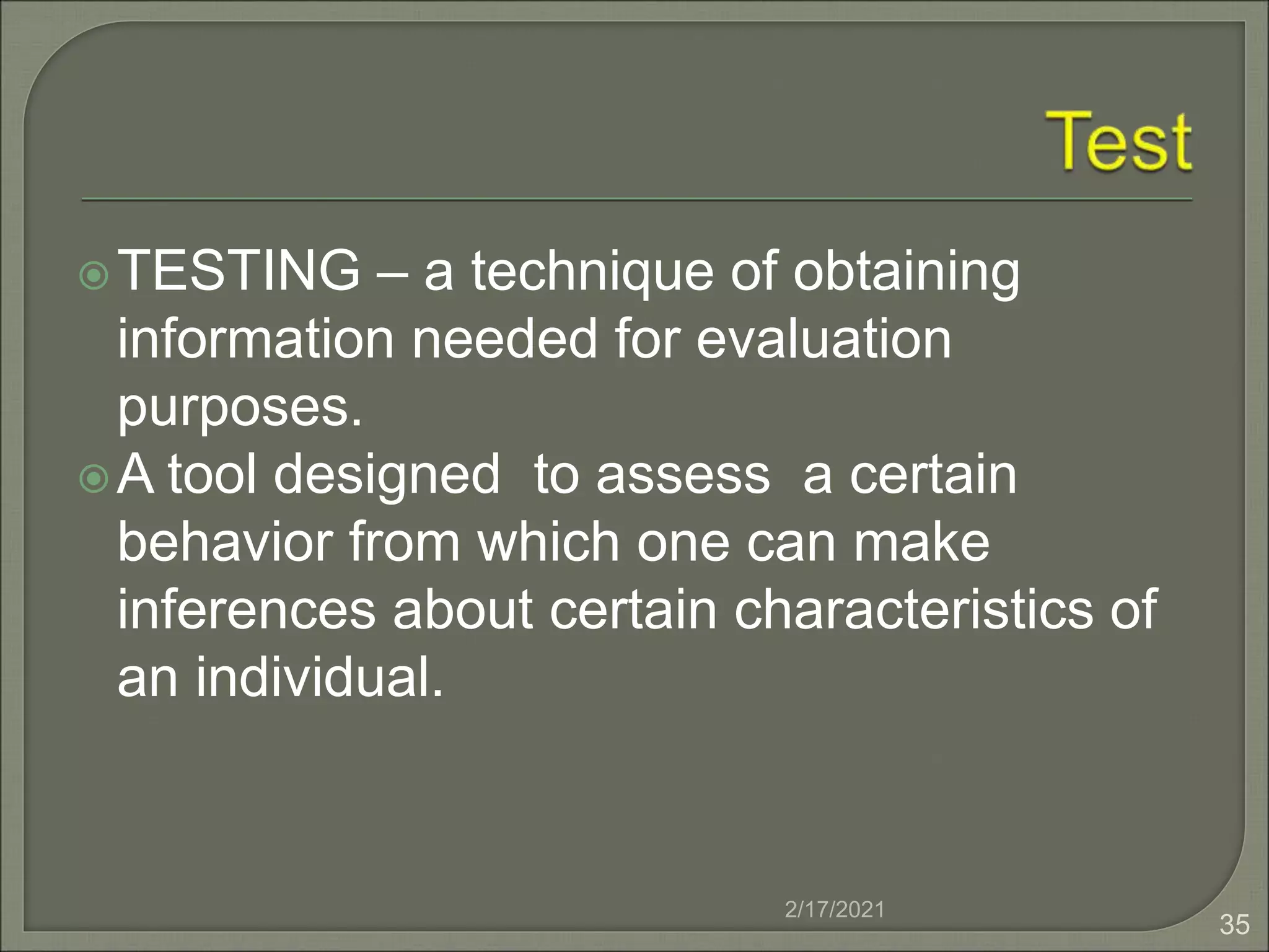 TEST,MEASUREMENT AND EVALUATION RECORD PREPARATION | PPT