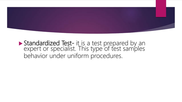 Test, measurement, assessment & evaluation | PPTX | Standardized ...