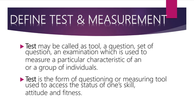 Test, measurement, assessment & evaluation | PPTX | Standardized ...