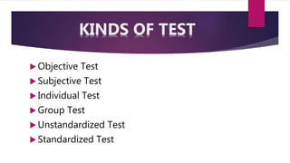 Test, measurement, assessment & evaluation | PPTX