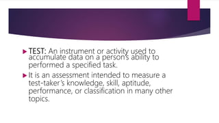 Testmeasurementassessmentevaluation 1709261508071 | PDF | Standardized ...