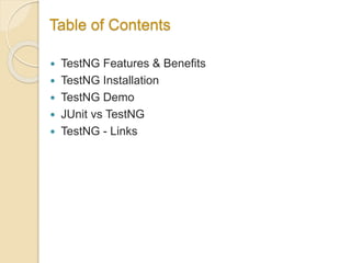 Test NG Framework Complete Walk Through | PPTX