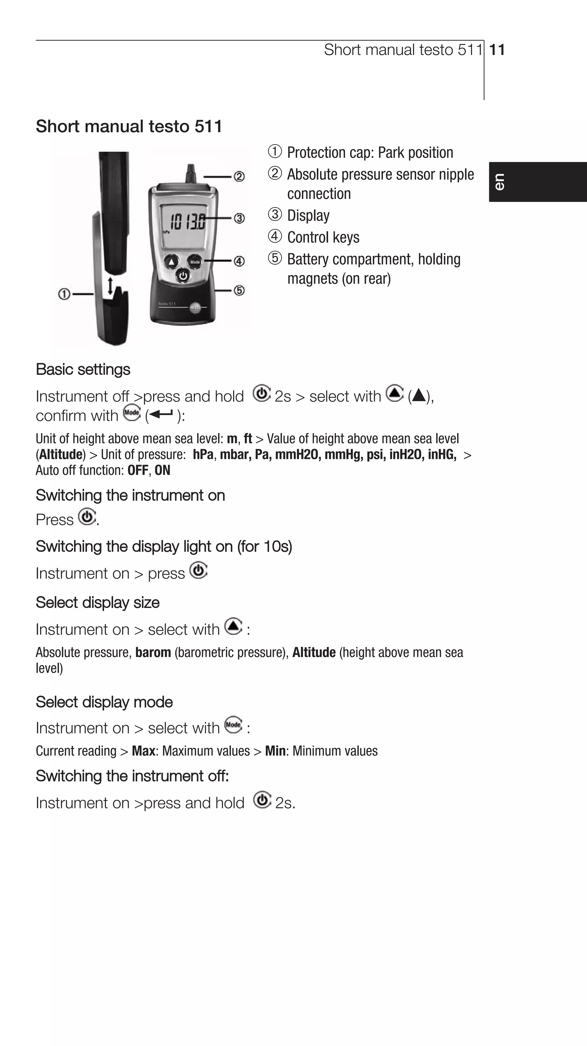 Hướng dẫn sử dụng Testo 511 | PDF