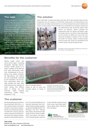 Testo temperature and humidity in greenhouses | PDF