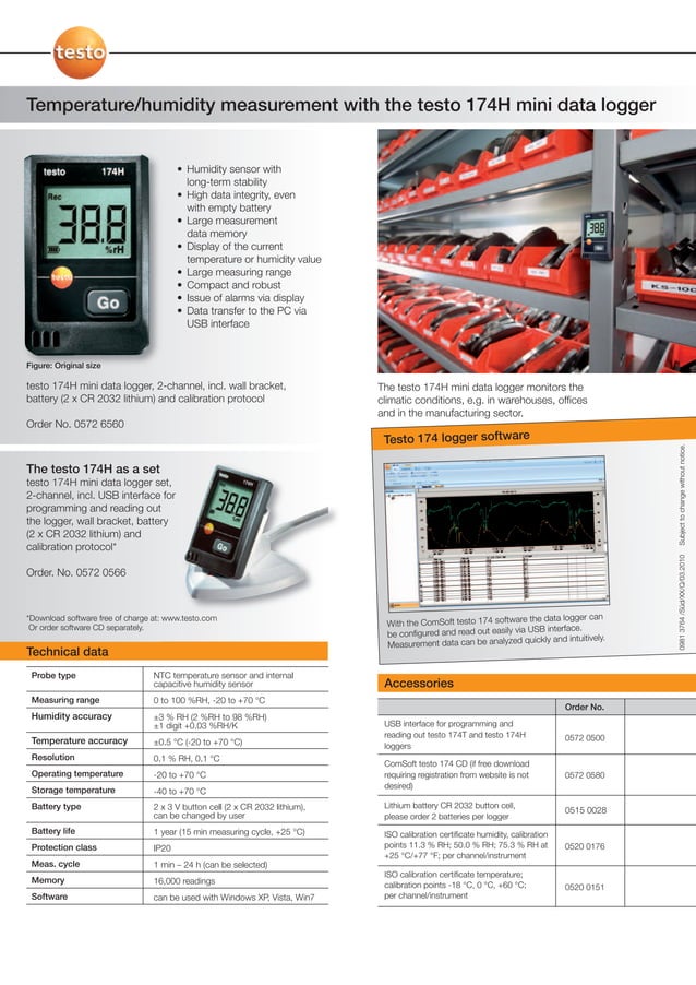 Testo 174 h datasheet | PDF