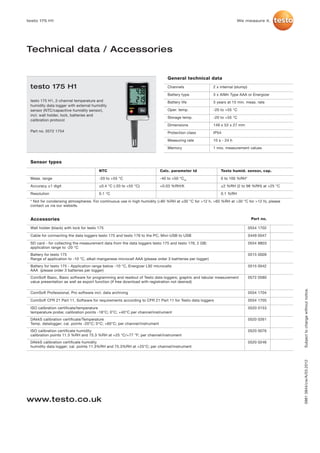 Testo 175 h1 datasheet | PDF | Consumer Electronics | Technology ...