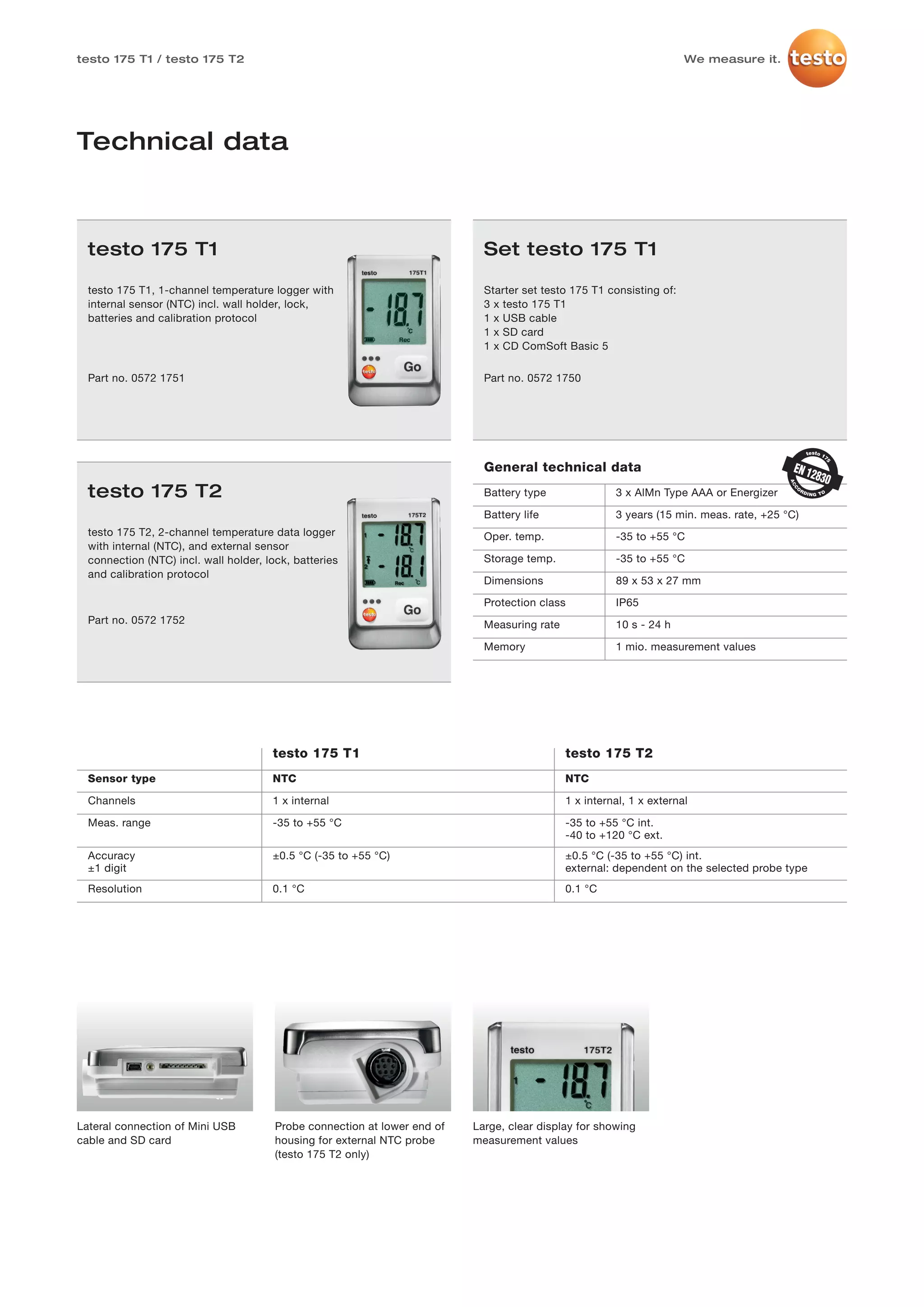 Testo 175 t1-t2 datasheet | PDF