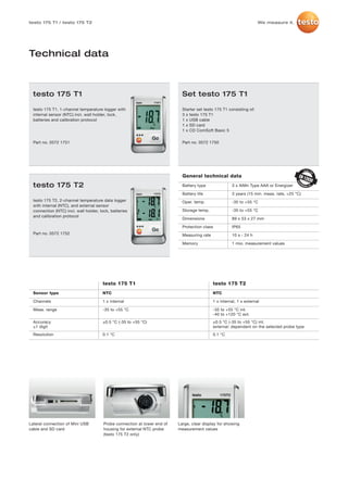 Testo 175 t1-t2 datasheet | PDF