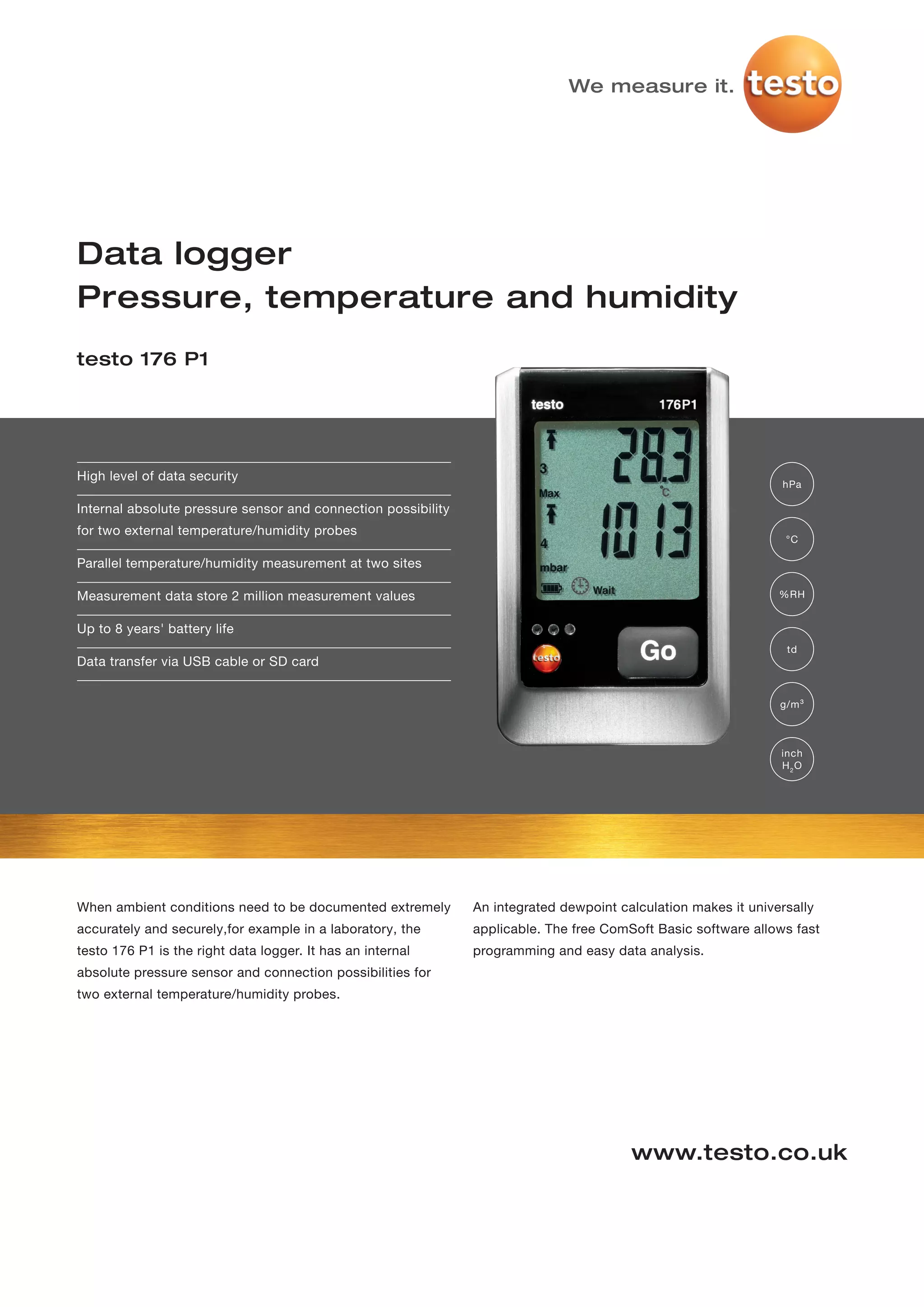 Testo 176 p1 datasheet | PDF