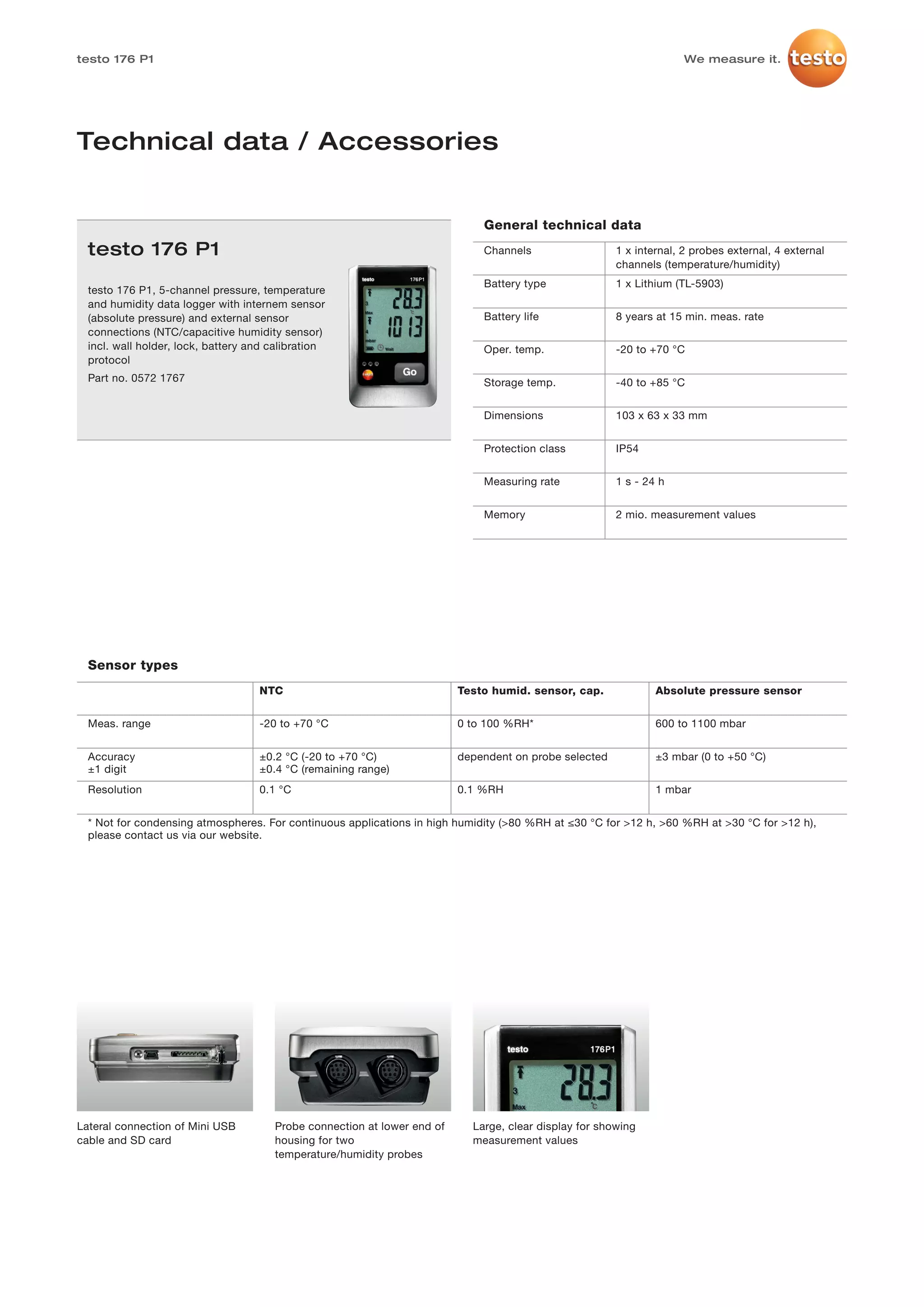 Testo 176 p1 datasheet | PDF
