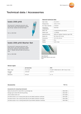 Testo 206 datasheet 2012 | PDF