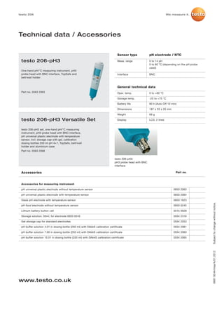 Testo 206 datasheet 2012 | PDF