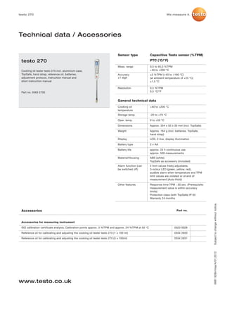 Testo 270 datasheet | PDF