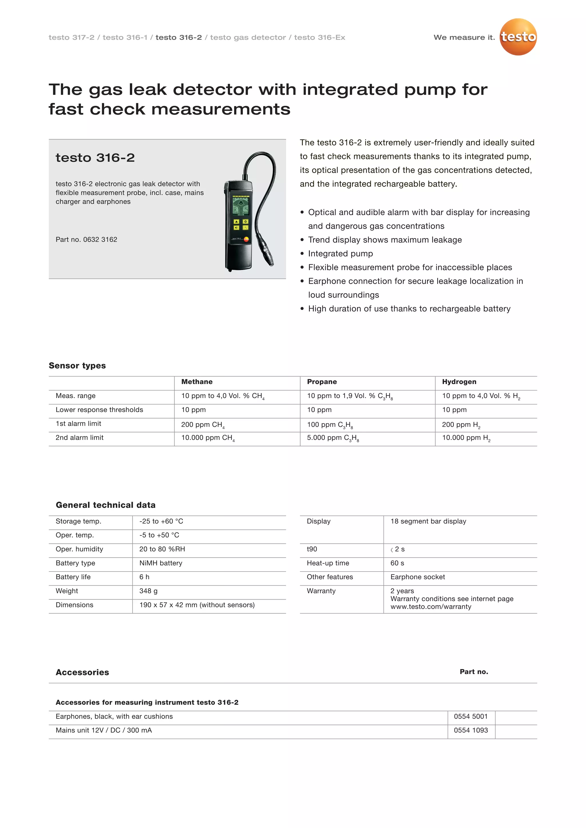 Testo 316 & 317 datasheet 2012 | PDF