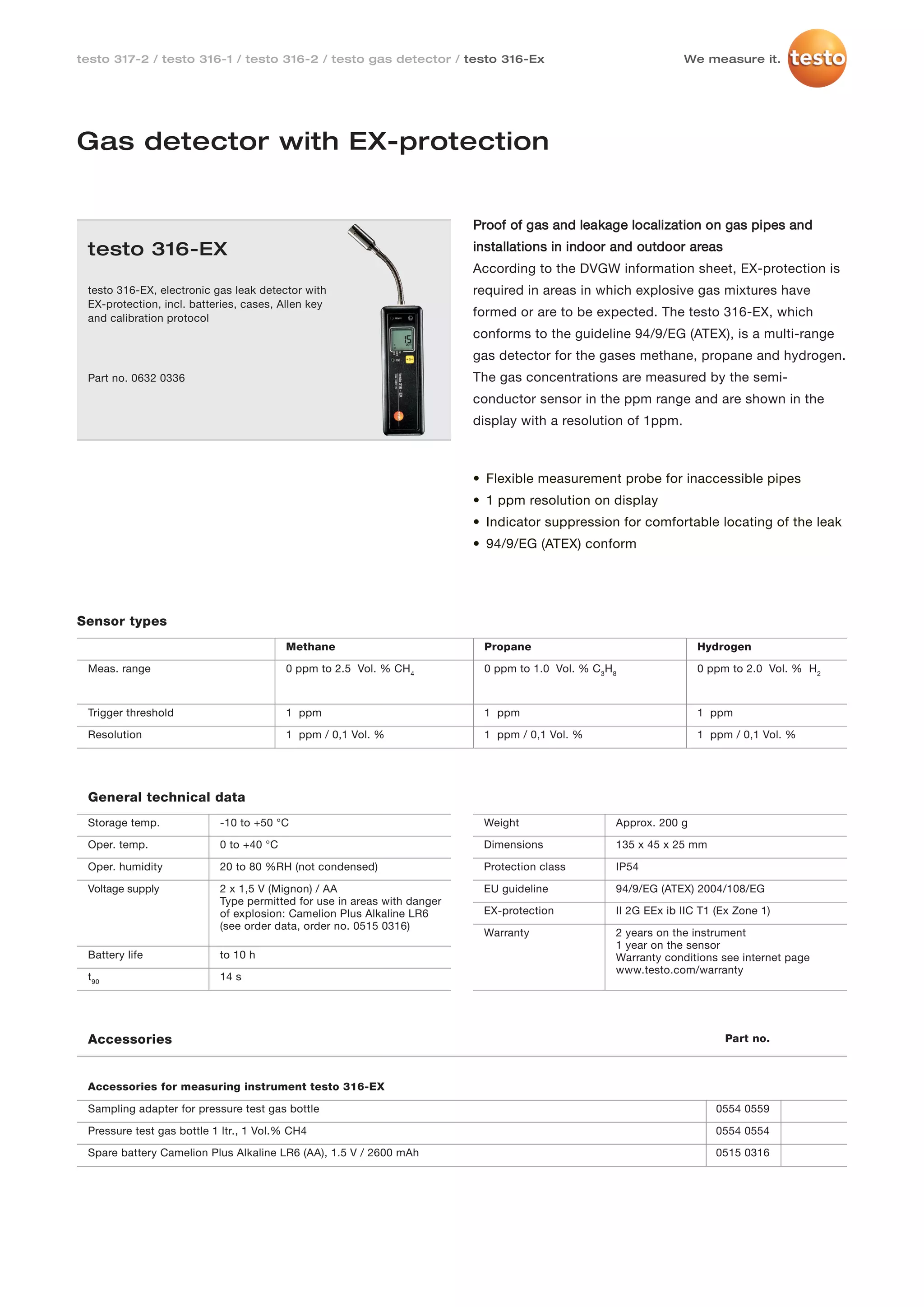 Testo 316 & 317 datasheet 2012 | PDF