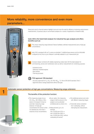 Testo 340 flue gas analyser datasheet | PDF