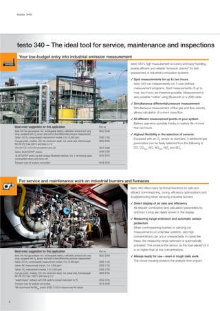 Testo 340 flue gas analyser datasheet | PDF