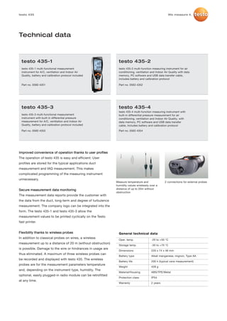 Testo 435 datasheet 2012 | PDF
