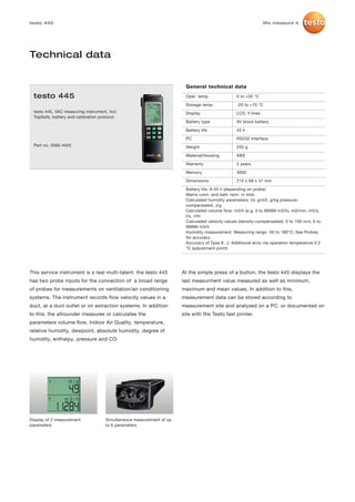 Testo 445 datasheet 2012 | PDF | Computer Peripherals | Computing