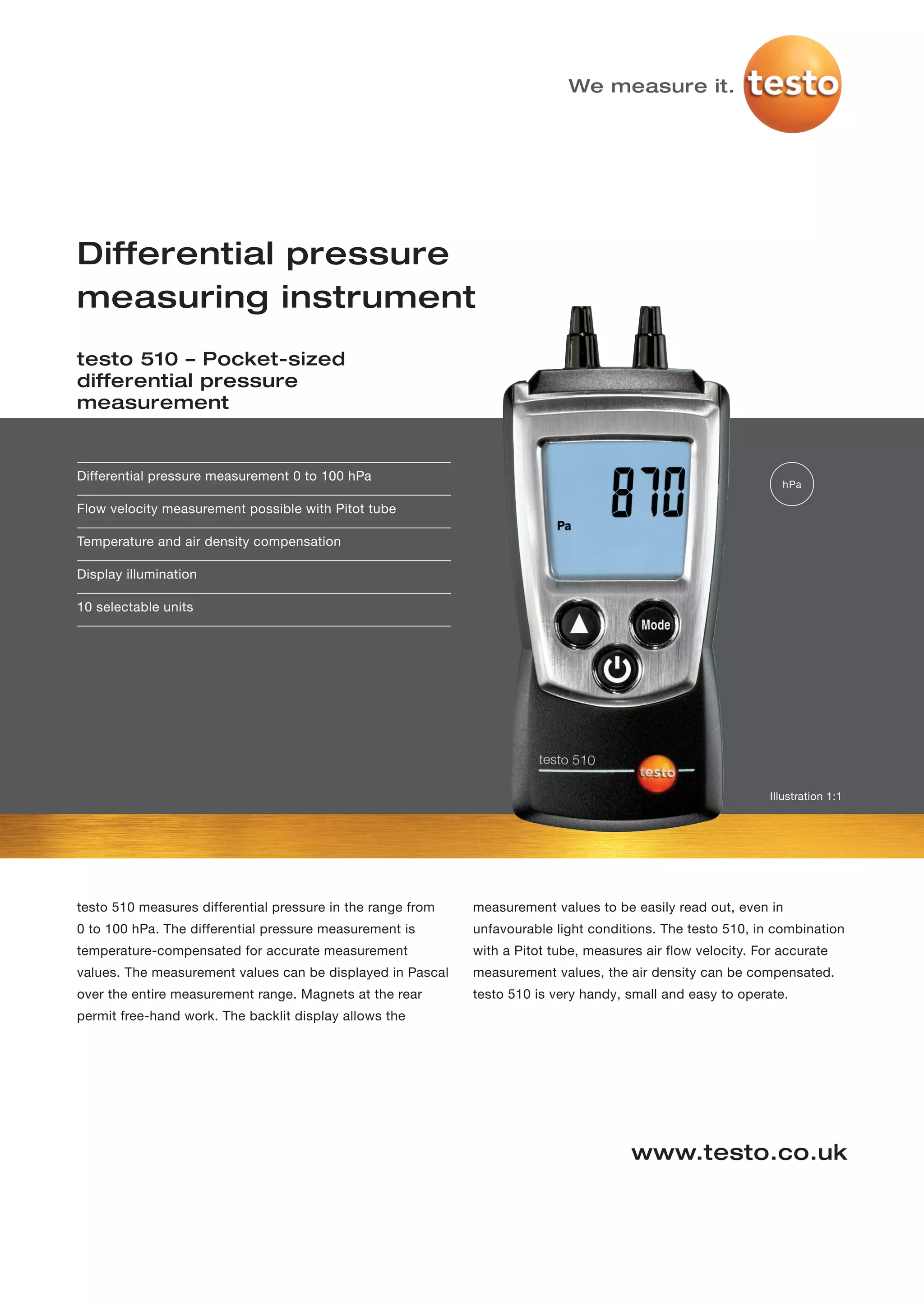 Testo 510 datasheet 2012 | PDF