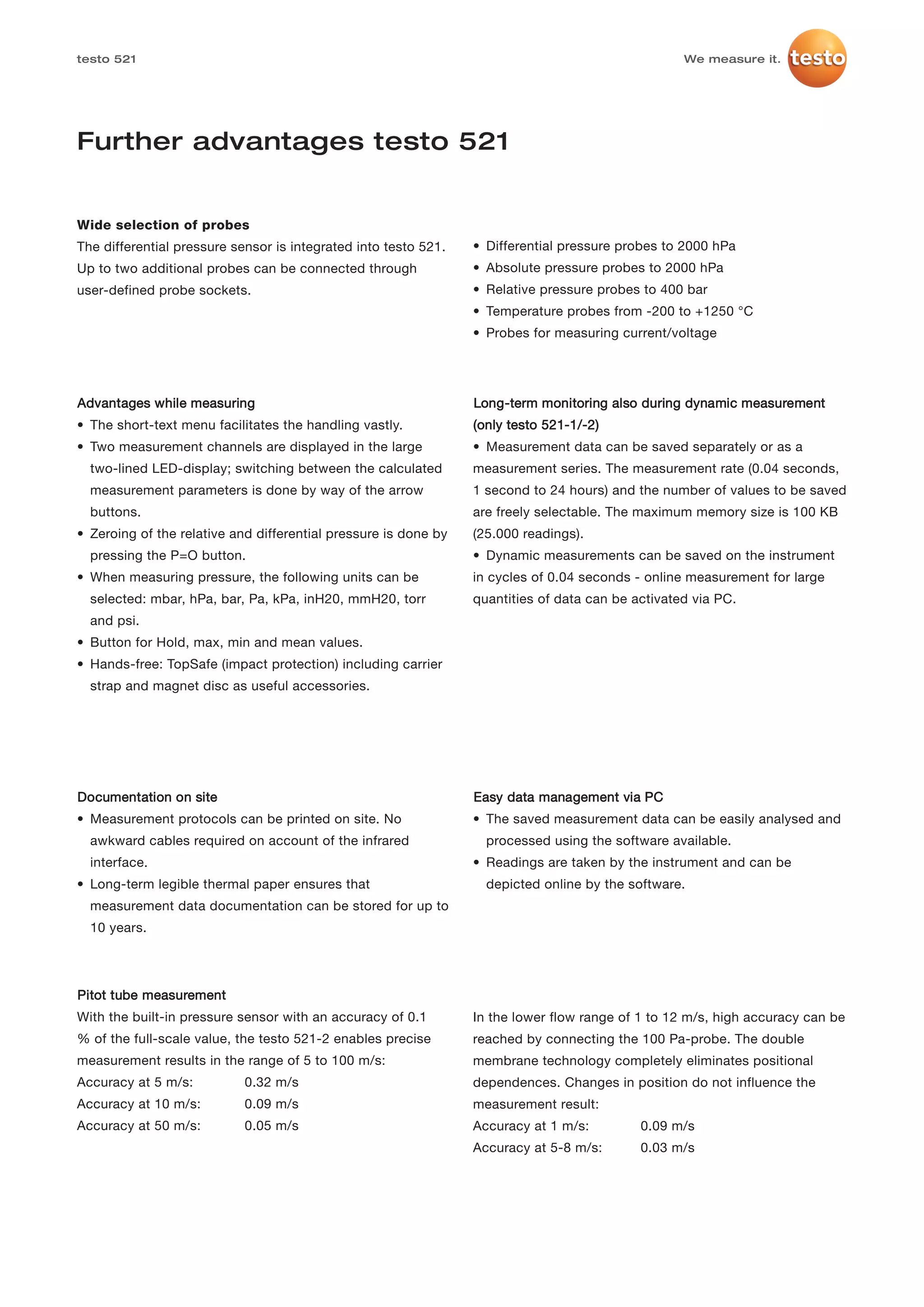 Testo 521 datasheet 2012 | PDF
