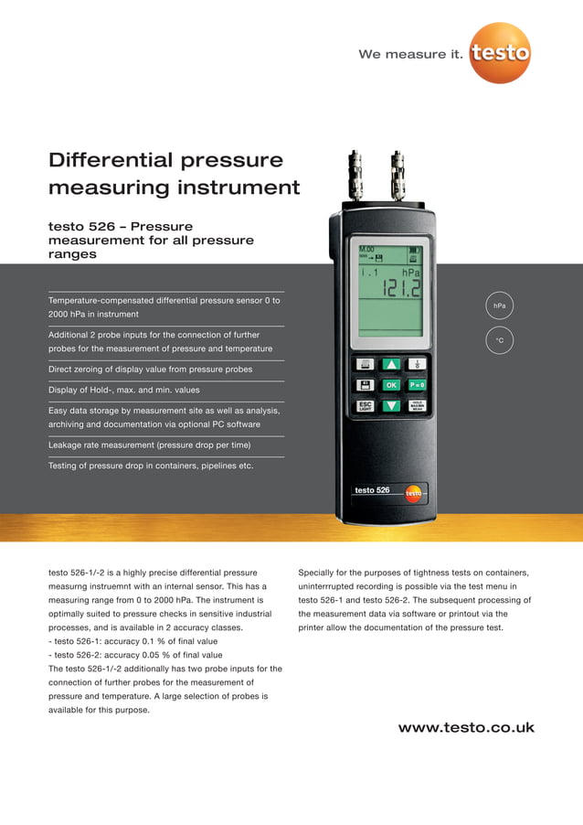 Testo 526 datasheet 2012 | PDF