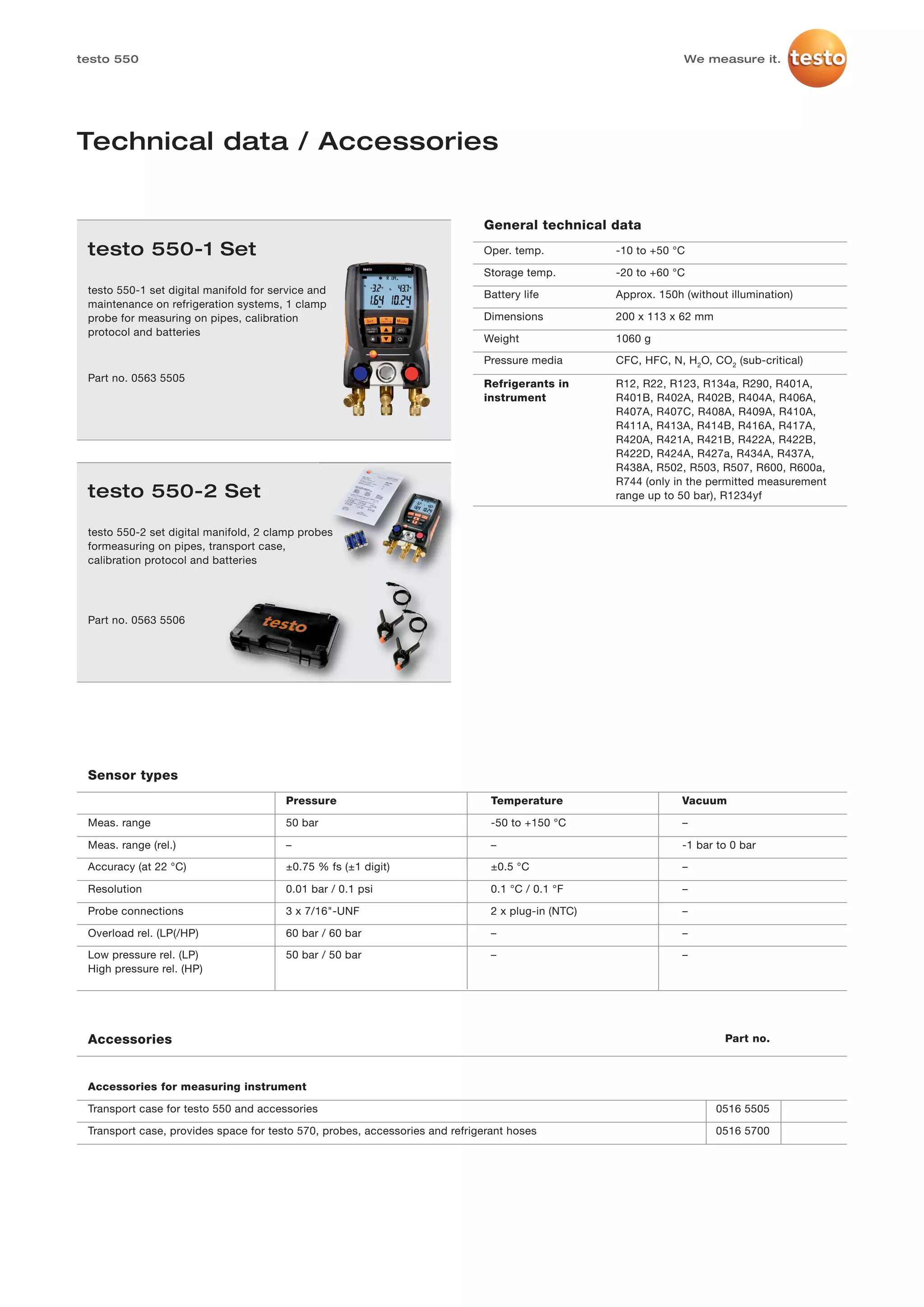 Testo 550 datasheet 2012 | PDF