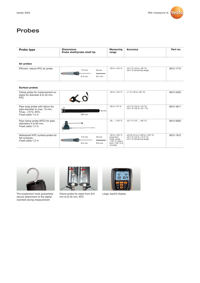 Testo 550 datasheet 2012 | PDF