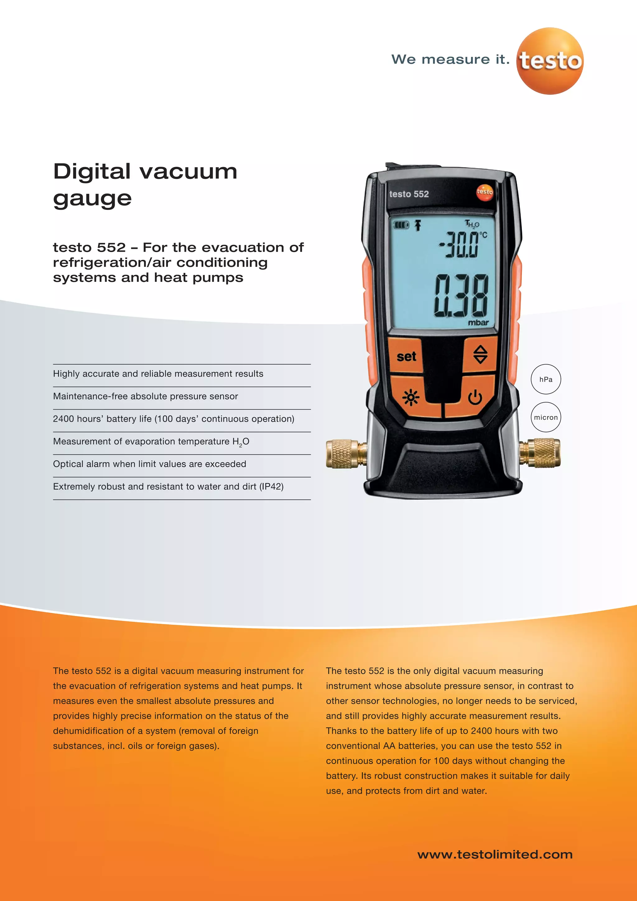Testo 552 digital vacuum gauge | PDF