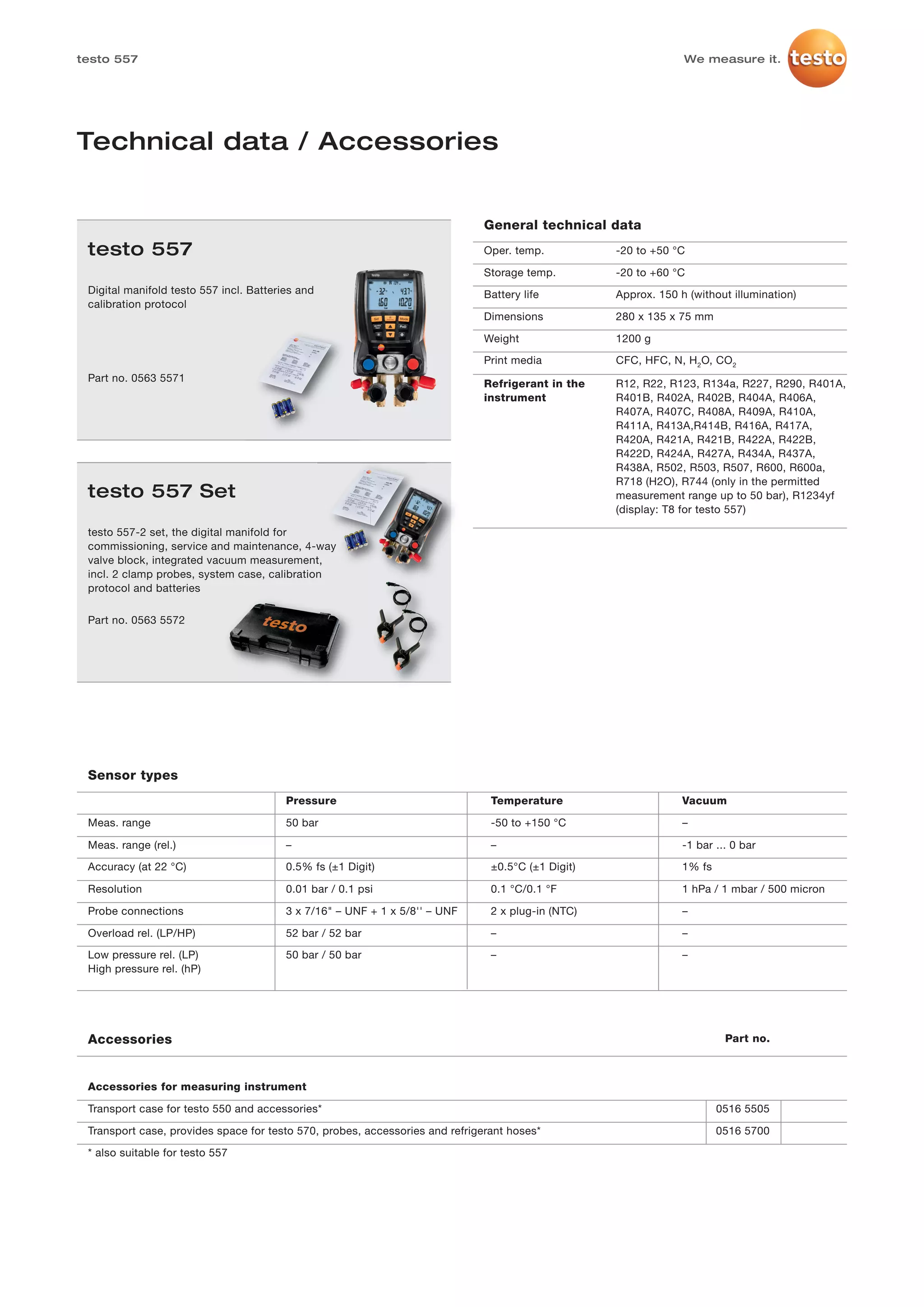 Testo 557 datasheet 2012 | PDF