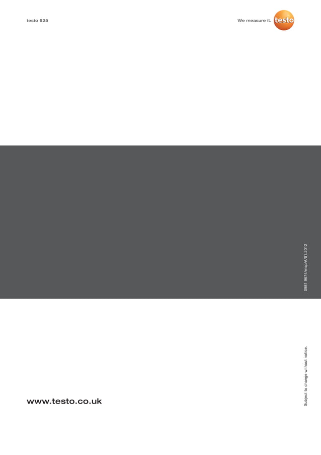 Testo 625 Datasheet 2012 Pdf