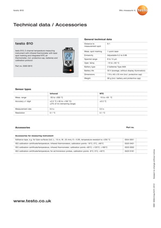 Testo 810 datasheet 2012 | PDF