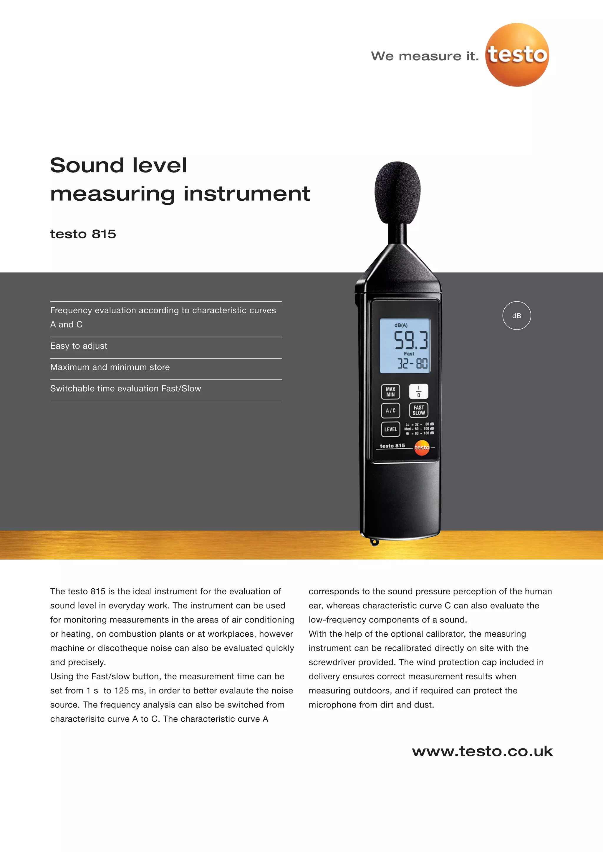 Testo 815 datasheet 2012 | PDF