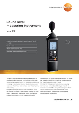Testo 815 datasheet 2012 | PDF