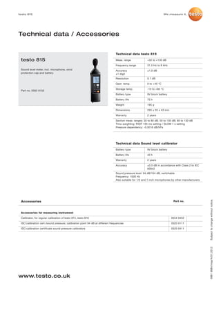Testo 815 datasheet 2012 | PDF