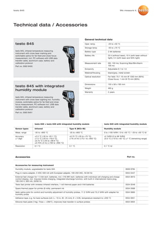 Testo 845 datasheet 2012 | PDF | Physics | Science