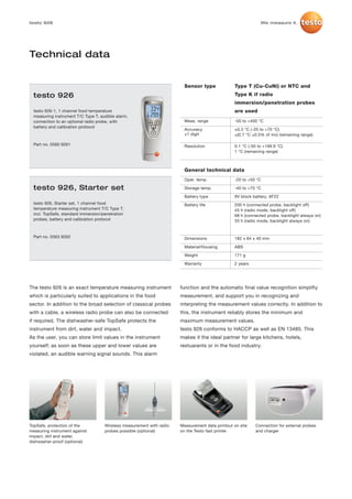 Testo 926 datasheet 2012 | PDF