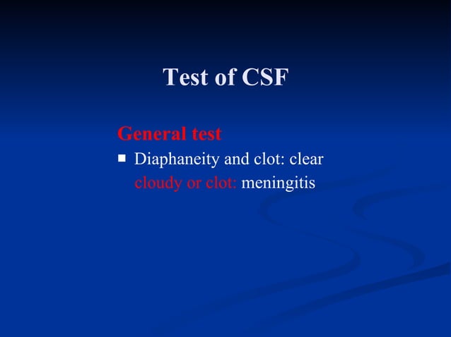 Test Of Cerebrospinal Fluid And Serous Membrance Effusion | PPT