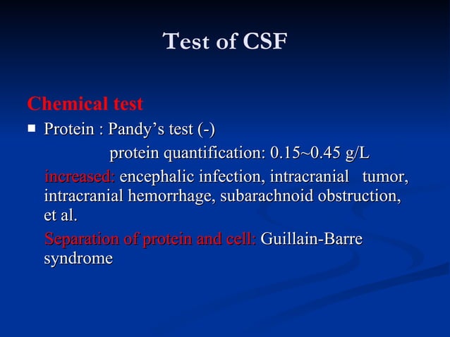 Test Of Cerebrospinal Fluid And Serous Membrance Effusion | PPT