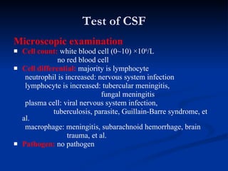 Test Of Cerebrospinal Fluid And Serous Membrance Effusion | PPT