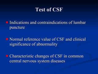 Test Of Cerebrospinal Fluid And Serous Membrance Effusion | PPT