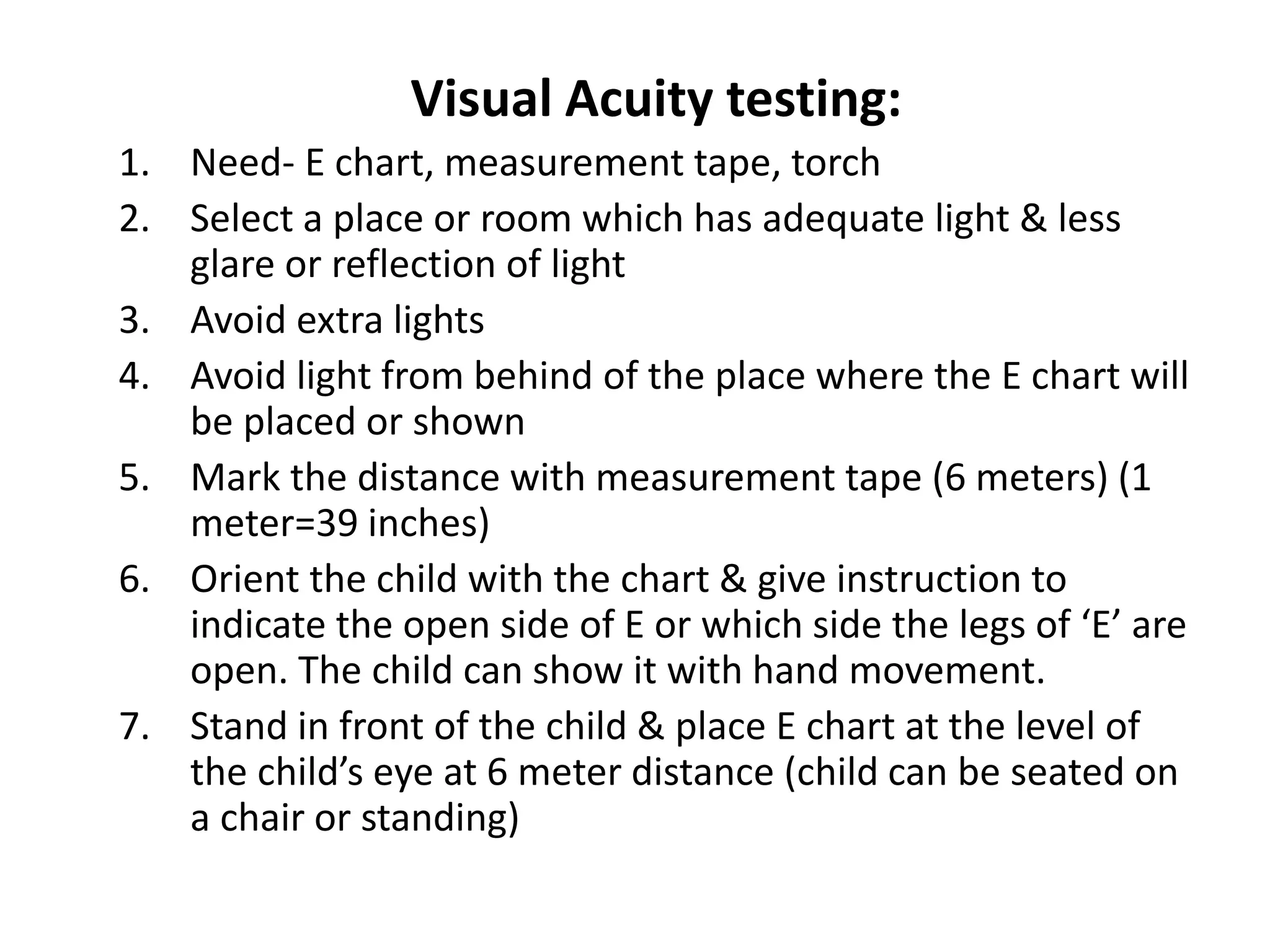 Test of distance vision, near vision visual field bs ed | PPTX
