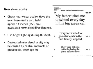 Test of distance vision, near vision visual field bs ed | PPTX