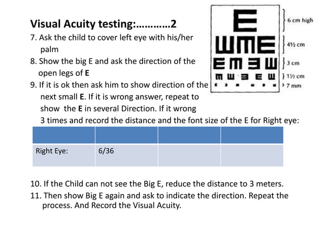 Test of distance vision, near vision visual field bs ed | PPTX | Eye ...