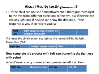 Test of distance vision, near vision visual field bs ed | PPTX