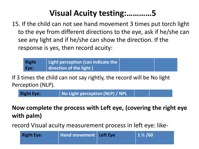 Test of distance vision, near vision visual field bs ed | PPTX | Eye ...