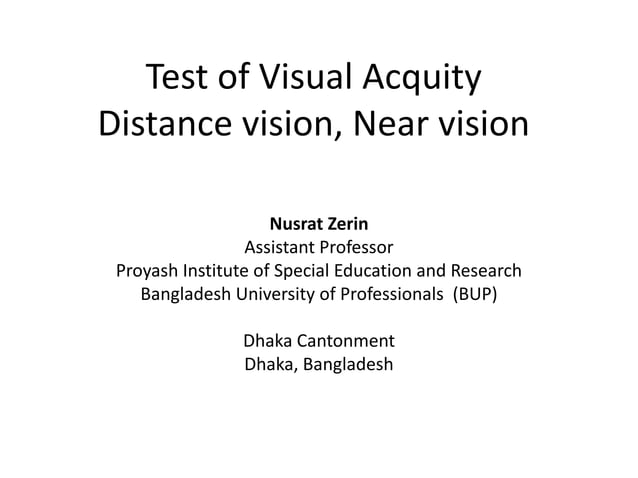 Test of distance vision, near vision visual field nusrat zerin ...