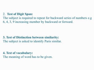 Test of intelligence ppt Use In ANP and Mental subject | PPTX