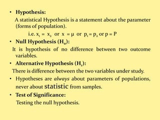Test of significance in Statistics | PPTX