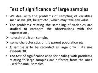 Test of significance of large samples | PPTX